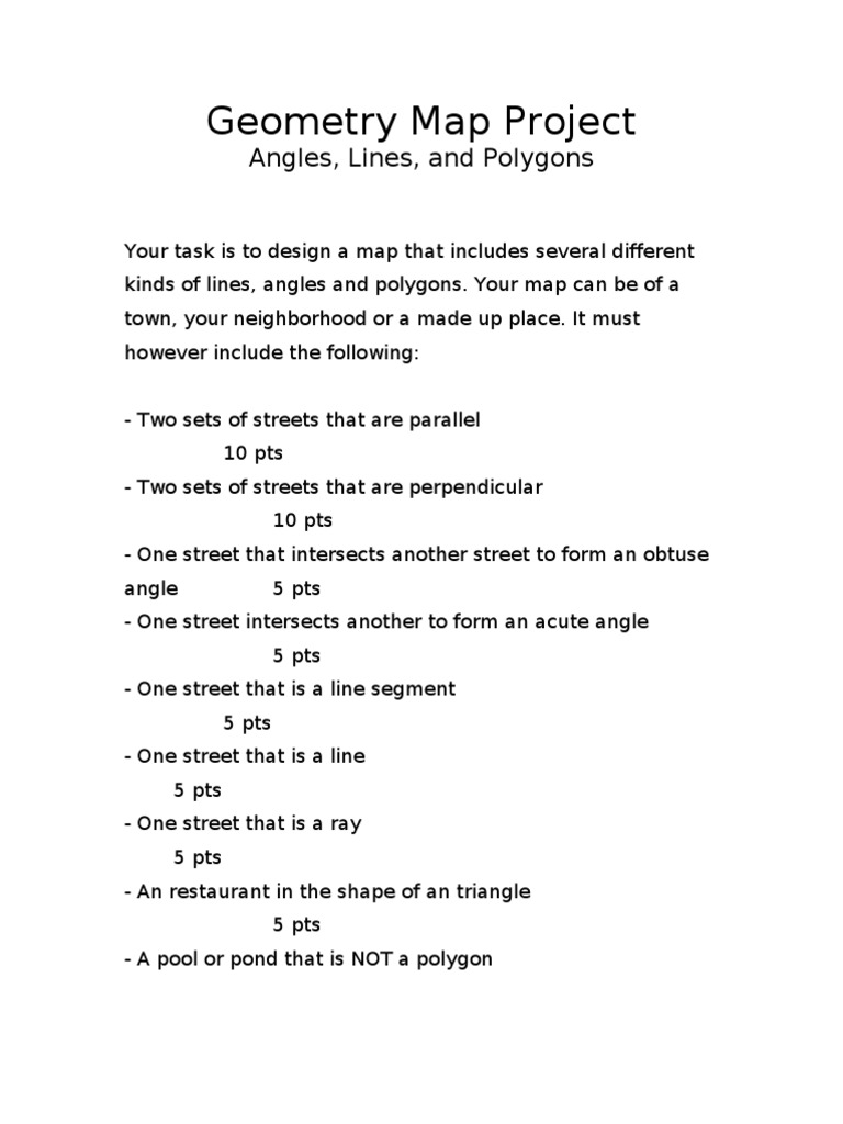 Geometry Map Project: Angles, Lines, and Polygons | PDF