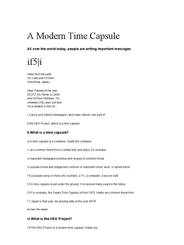 KEO Project: Space Time Capsule Explained | PDF | Social Science ...