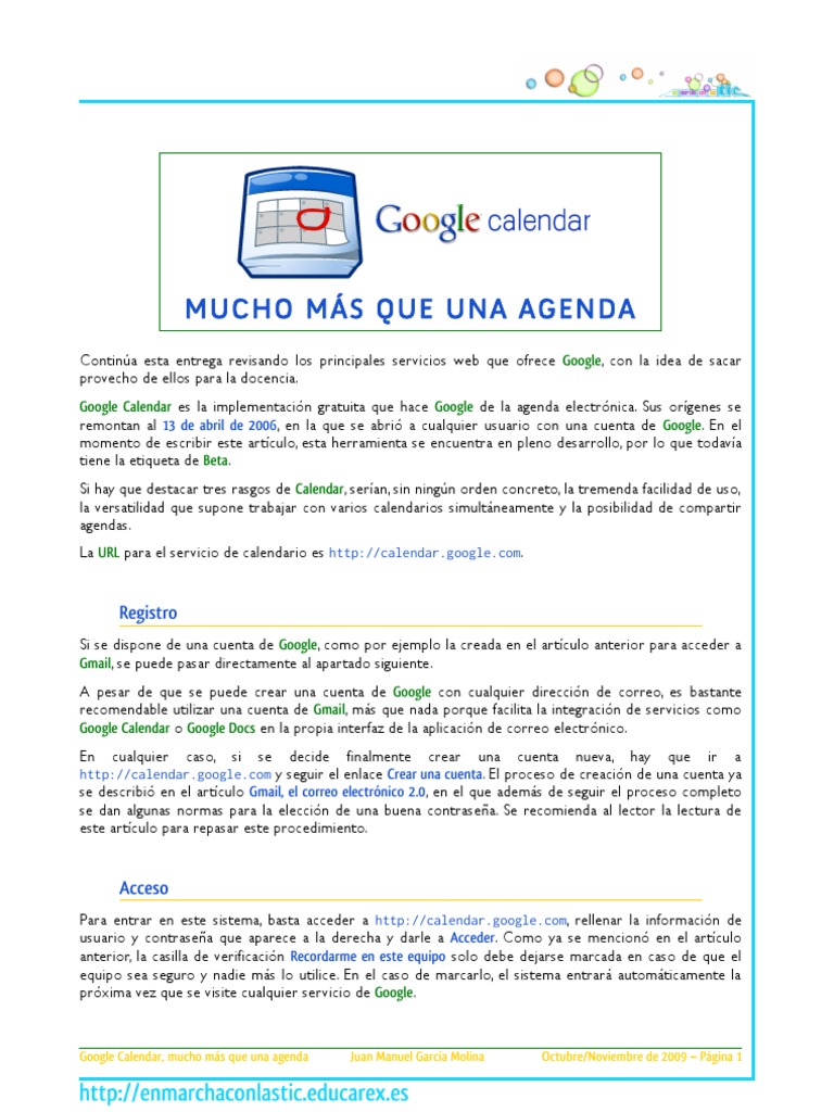 Google Calendar | PDF | Negocios | Finanzas y dinero