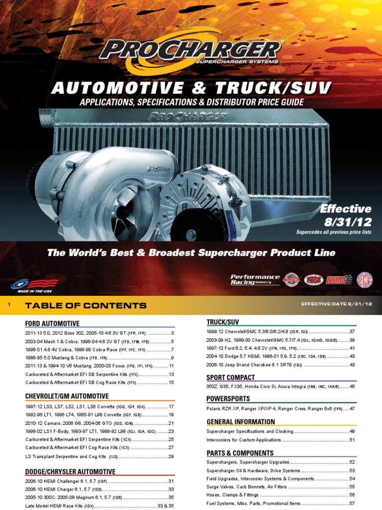 Procharger Specs | PDF | Turbocharger | Vehicles
