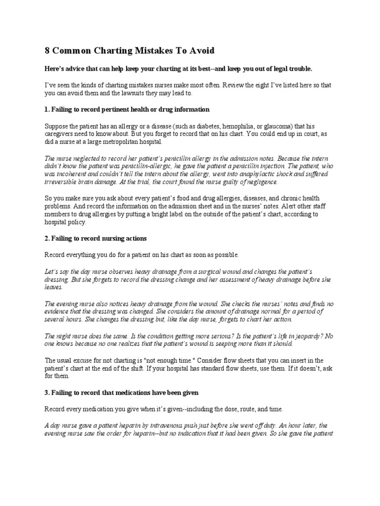 8 Common Charting Mistakes To Avoi1a | PDF | Patient | Medical Specialties