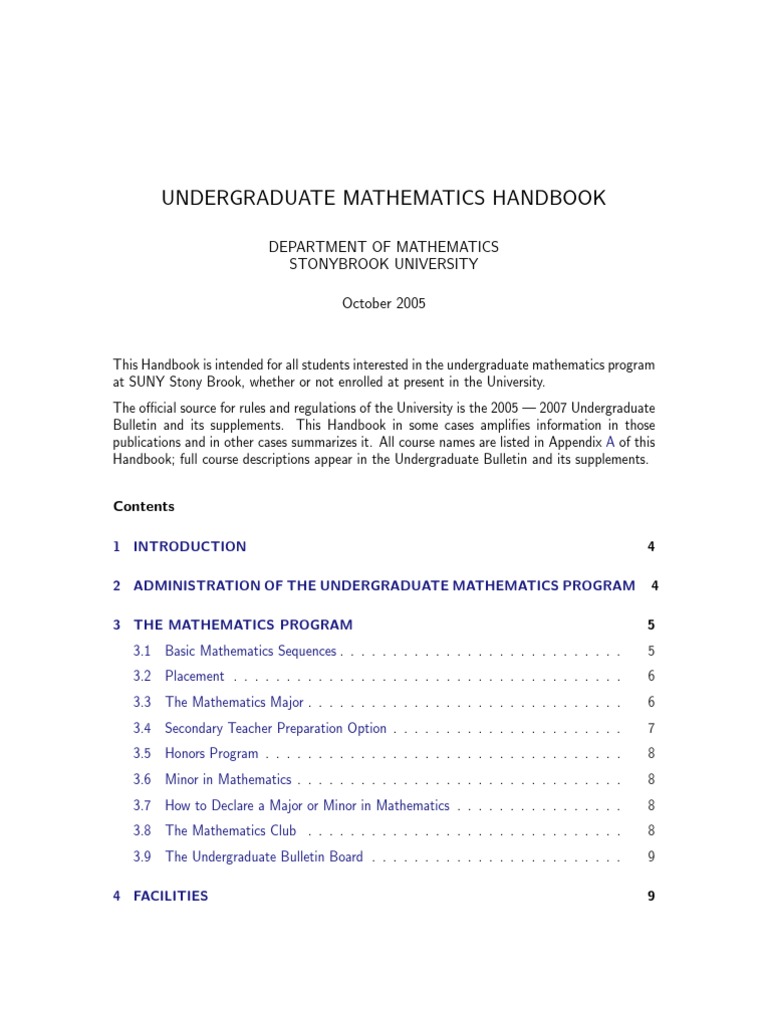 Math Handbook | PDF | Graduate School | Academic Degree