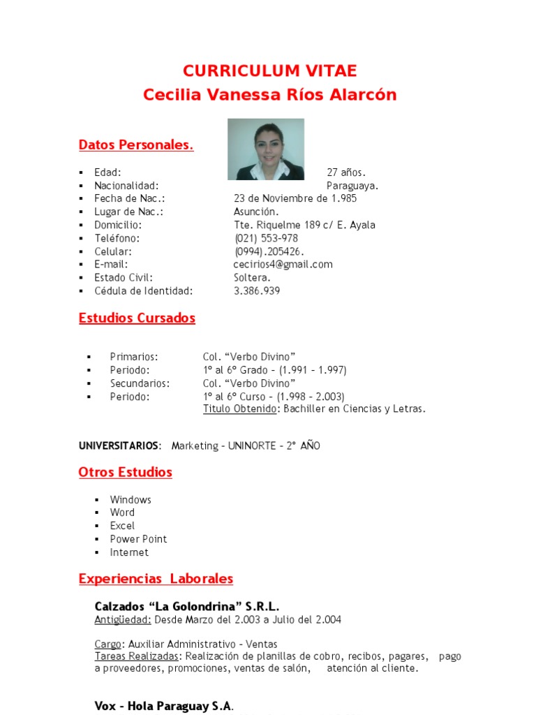 Curriculum Vitae - Cecilia Rios | PDF | Visa Inc. | American Express