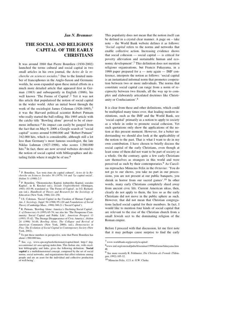 The Social and Religious Capital of The Early Christians | PDF | Social ...