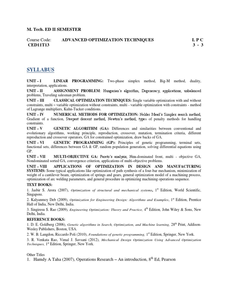 AOT - Lecture Notes V1 | PDF | Mathematical Optimization | Linear ...