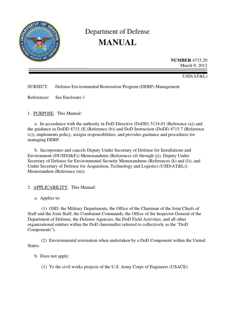 DoD Environmental Restoration Program Management | PDF | Resource Conservation And Recovery Act ...