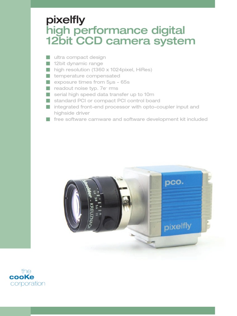Pixelfly Datasheet | PDF | Charge Coupled Device | Optics