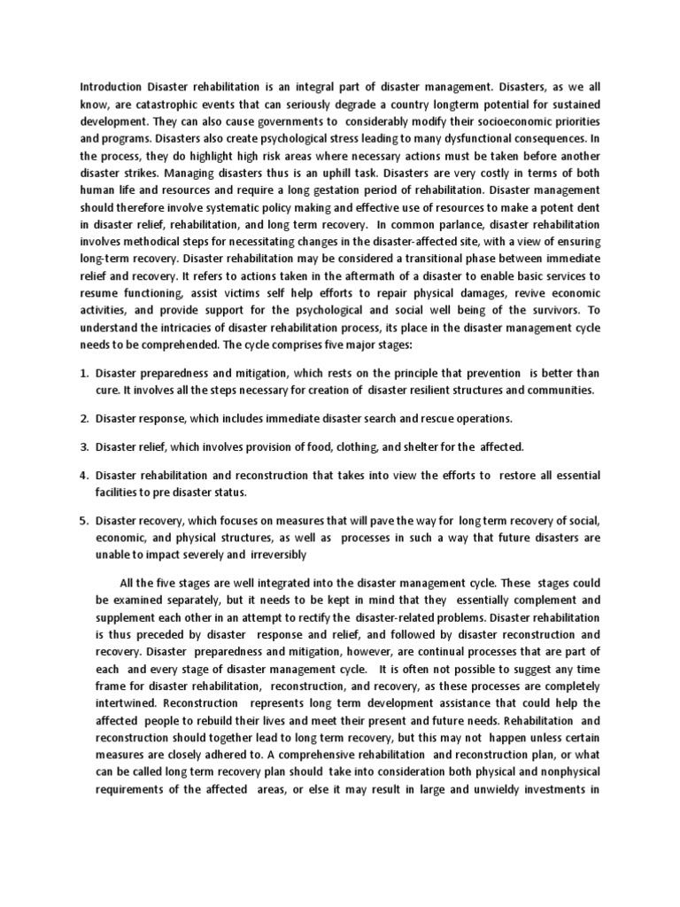 A Comprehensive Overview of the Stages of Disaster Management with a ...