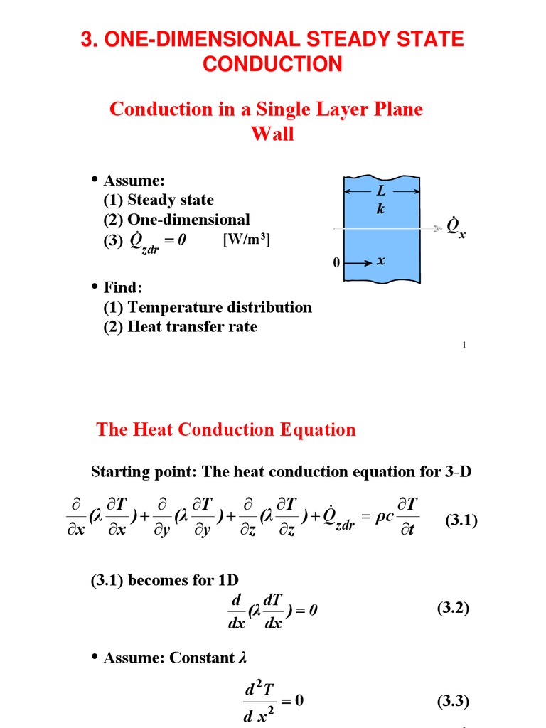Steady 1D Heat Conduction | PDF | Thermal Conduction | Heat Transfer