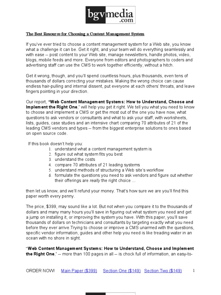 How To Build, Buy or Improve A CMS - Details | PDF | Information ...