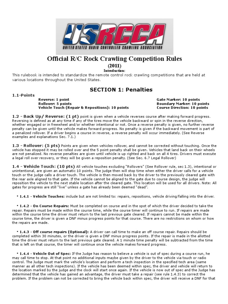USRCCA_2011_Final-01!15!2011 RC Crawler Rules | Tire | Suspension (Vehicle)