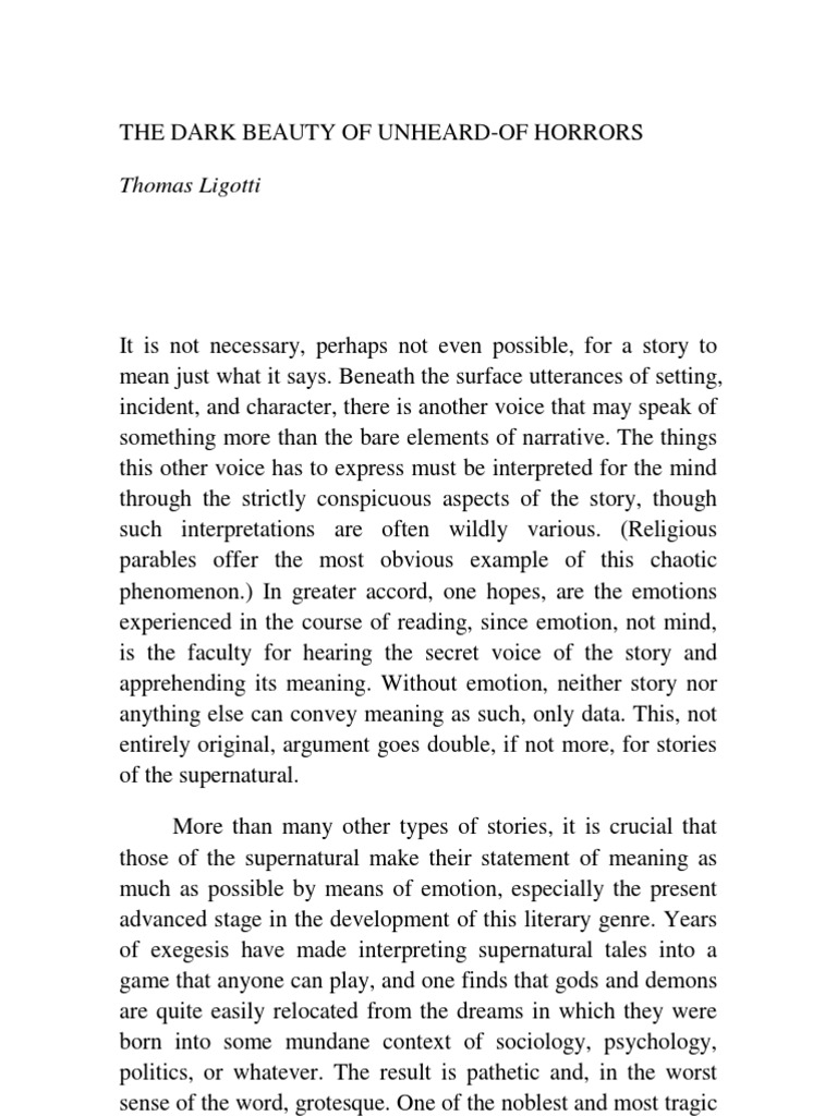 The Dark Beauty in Ligotti's Horror | PDF | H. P. Lovecraft | Horror ...