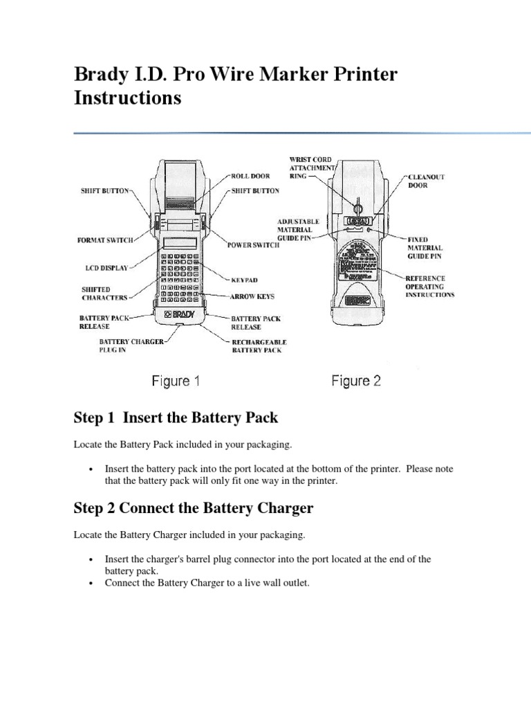 Brady I.D. Pro Wire Marker Printer Instructions: Step 1 Insert The ...