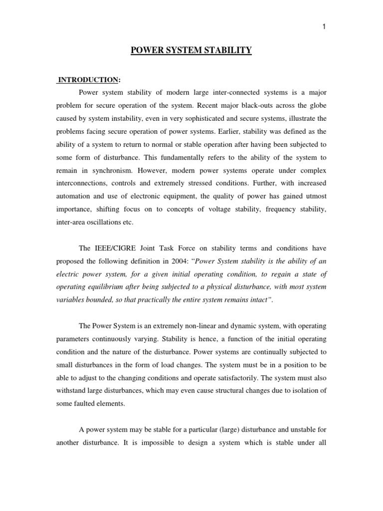 Power System Stability | PDF | Teaching Methods & Materials | Science ...