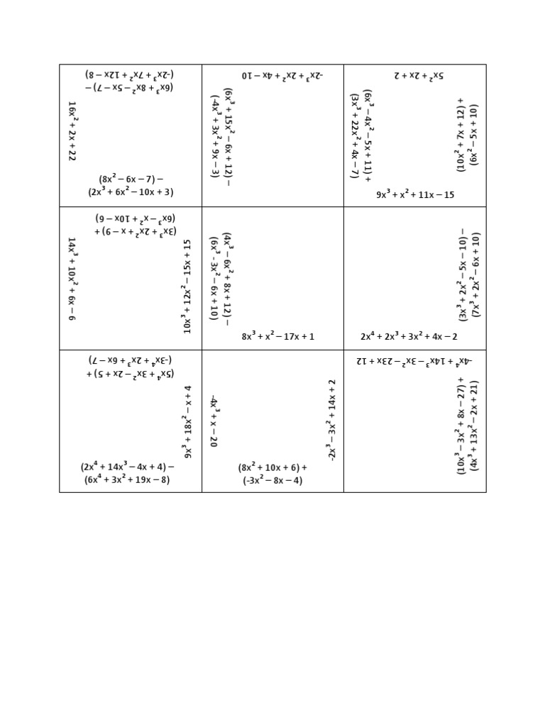 Adding and Subtracting Polynomials Match | PDF | Teaching Mathematics