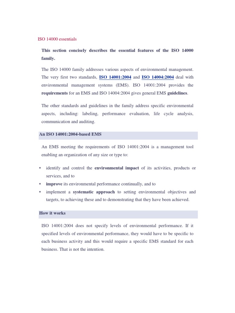 ISO 14000 Essentials | PDF | Economies | Science