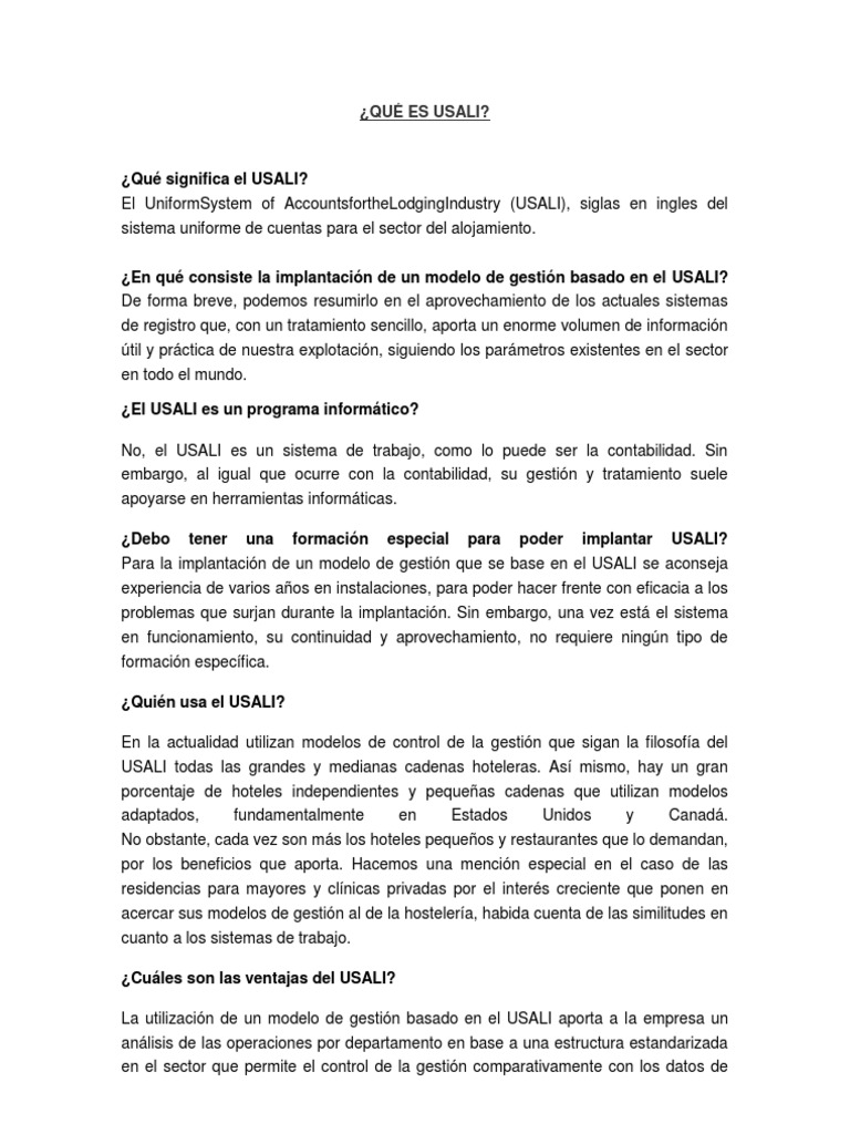 Qué es USALI | PDF | Hotel | Contabilidad