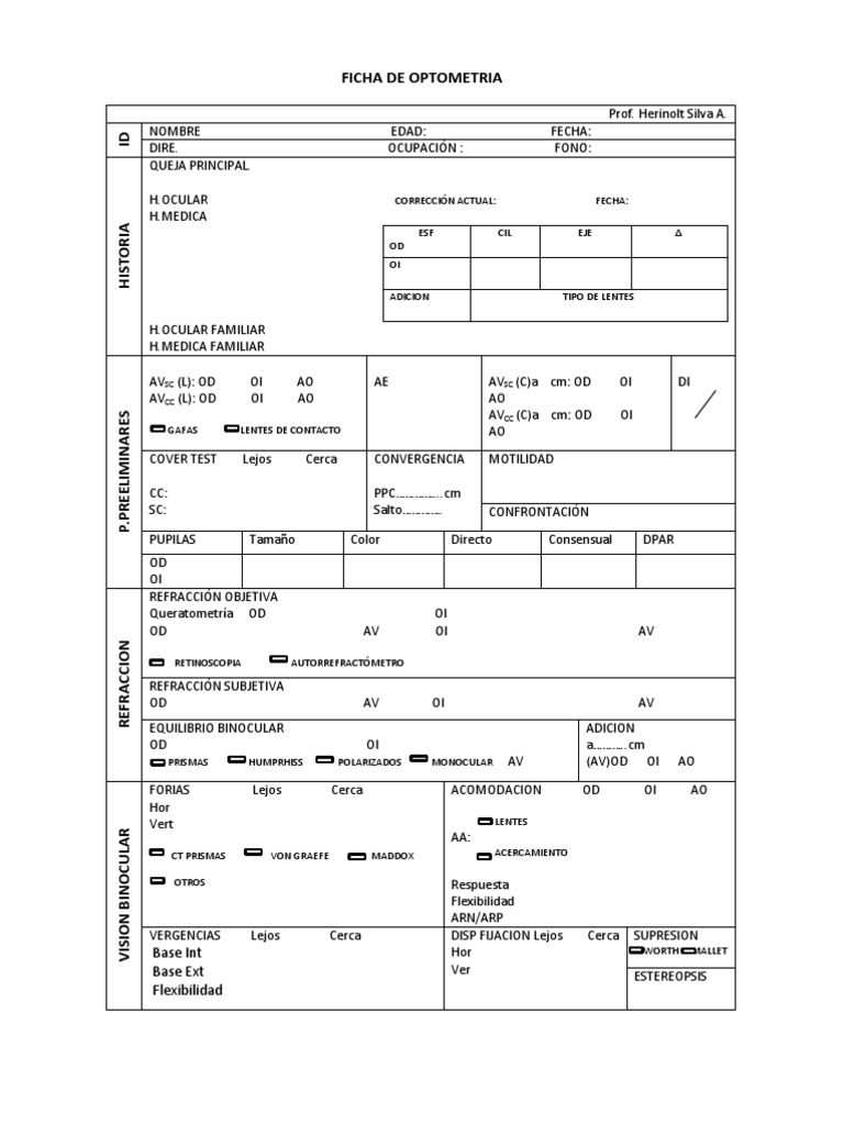 Ficha de Optometria | PDF