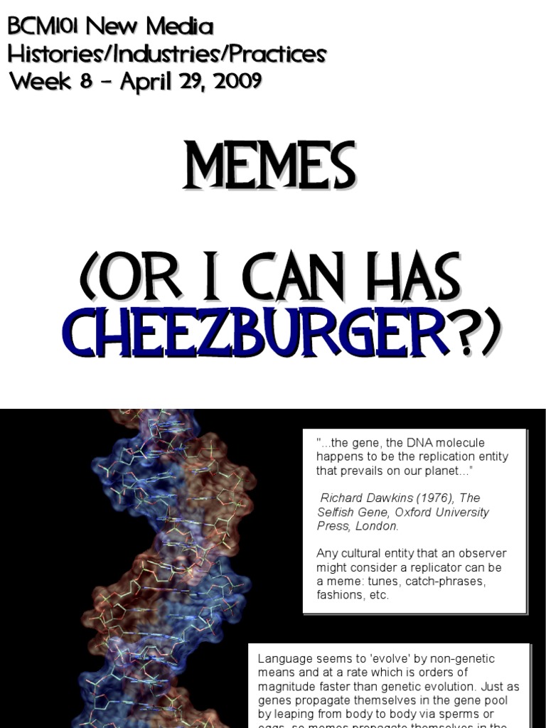 BCM101 Week 8 Viral Video - Memes Slides | PDF | Meme | Gene