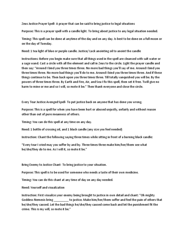Justice and Legal Spells | PDF | Candle | Prayer