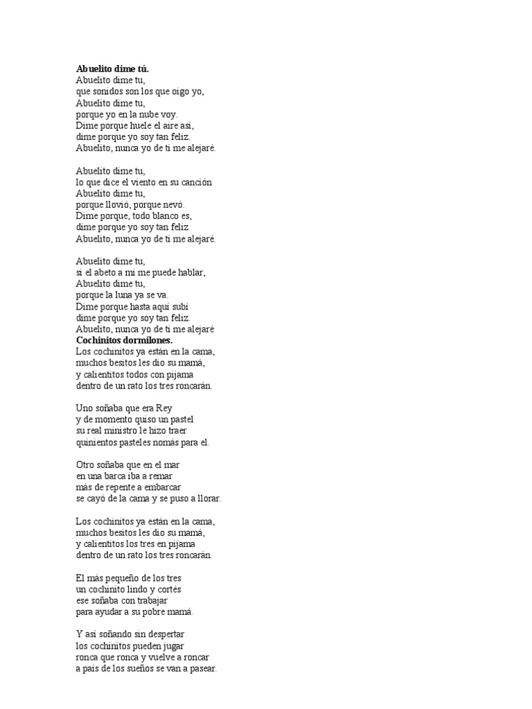 Letra de "Abuelito Dime Tú" | PDF | Helado | Alimentos