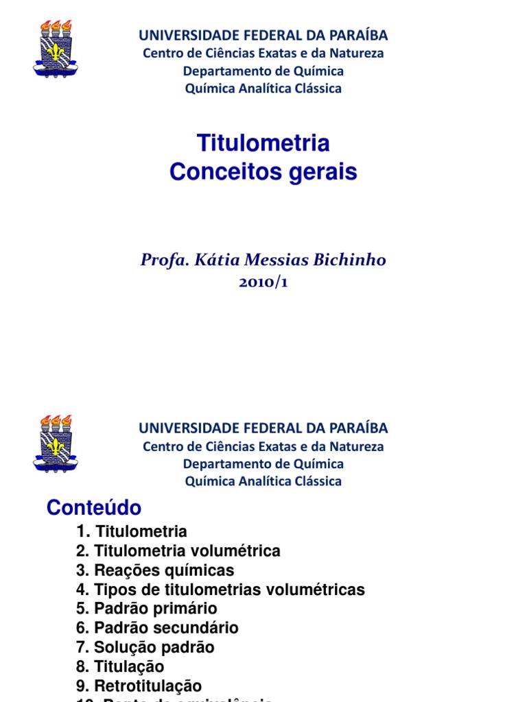 Aula 7 - Titulometria | PDF | Titulação | Química