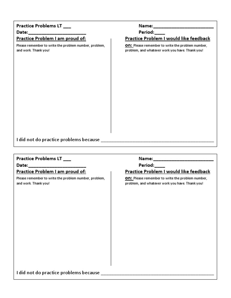 I Did Not Do Practice Problems Because | PDF