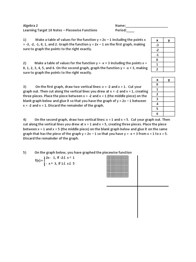 Piecewise Functions Graphing Introduction | PDF