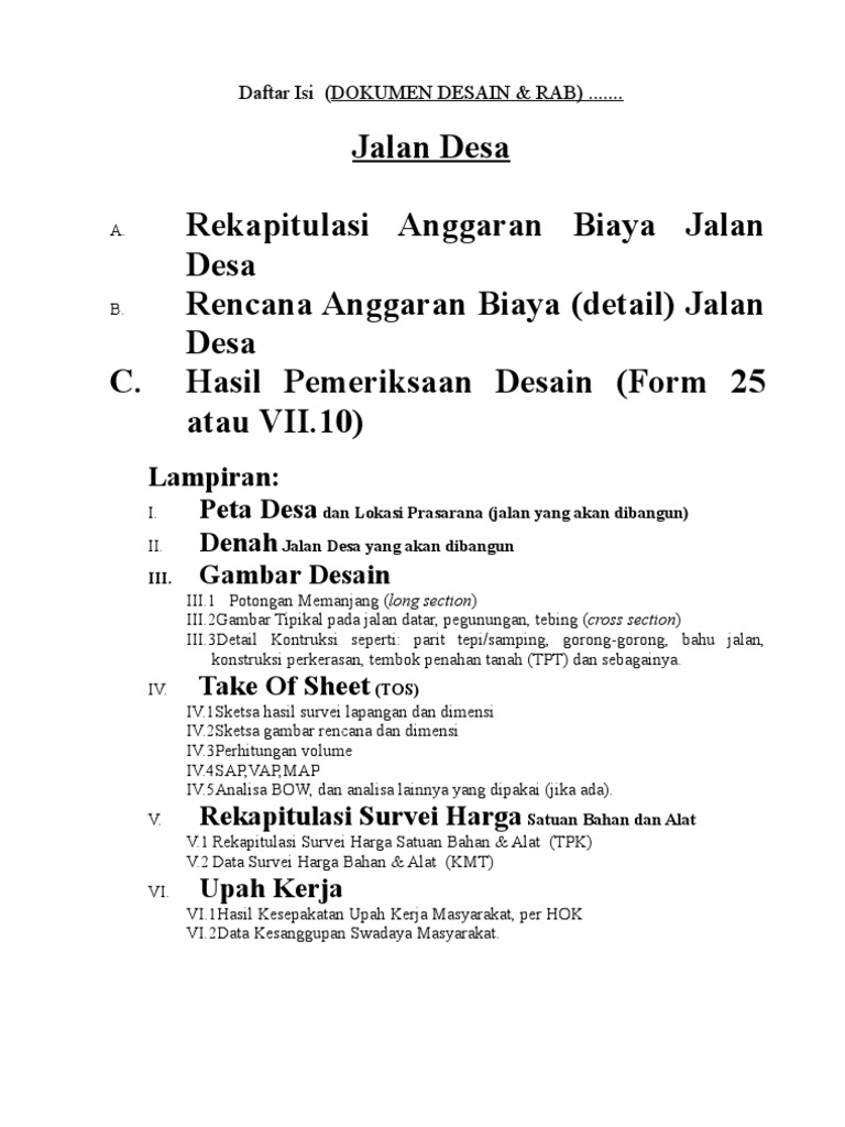 08 Daftar Isi Dok Desain + Rab | PDF