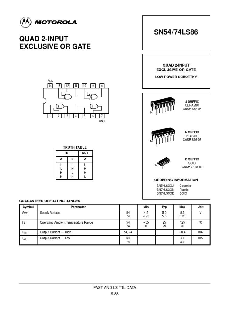 Data Sheet 74LS86 | PDF