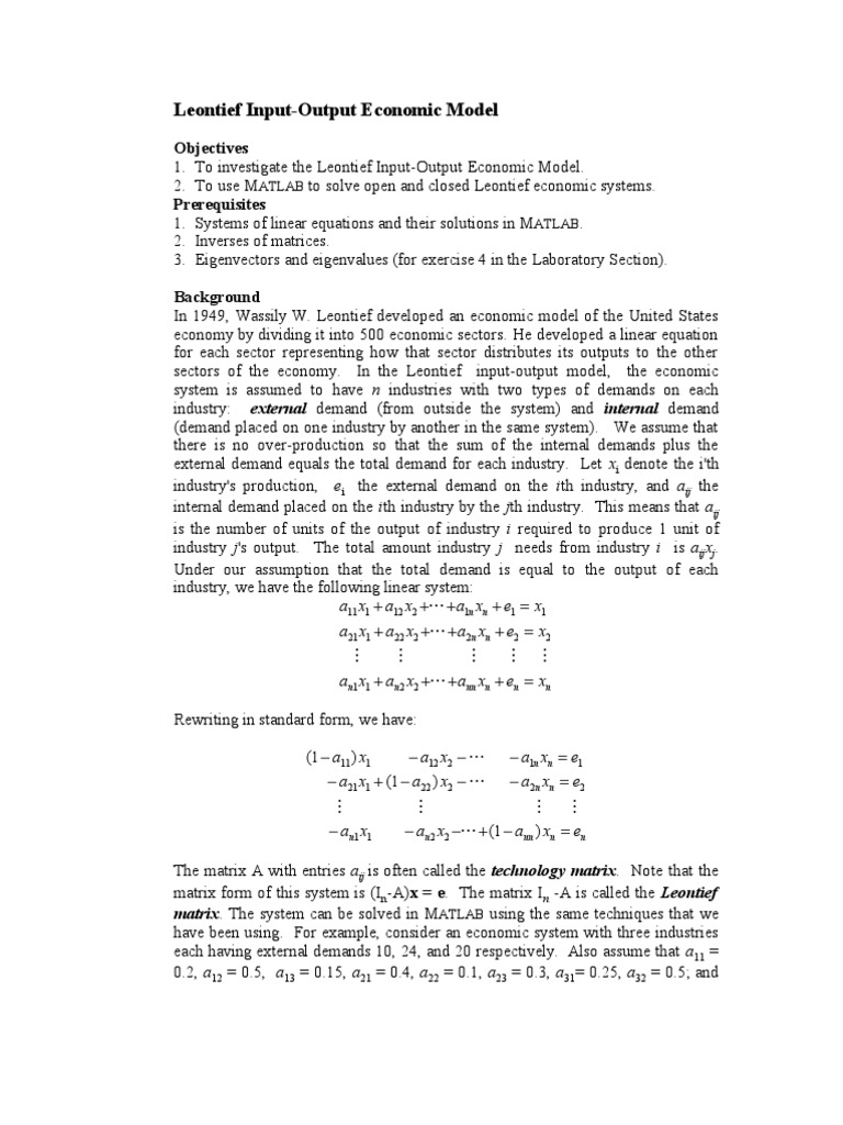 Leon Tief | PDF | Input–Output Model | Eigenvalues And Eigenvectors