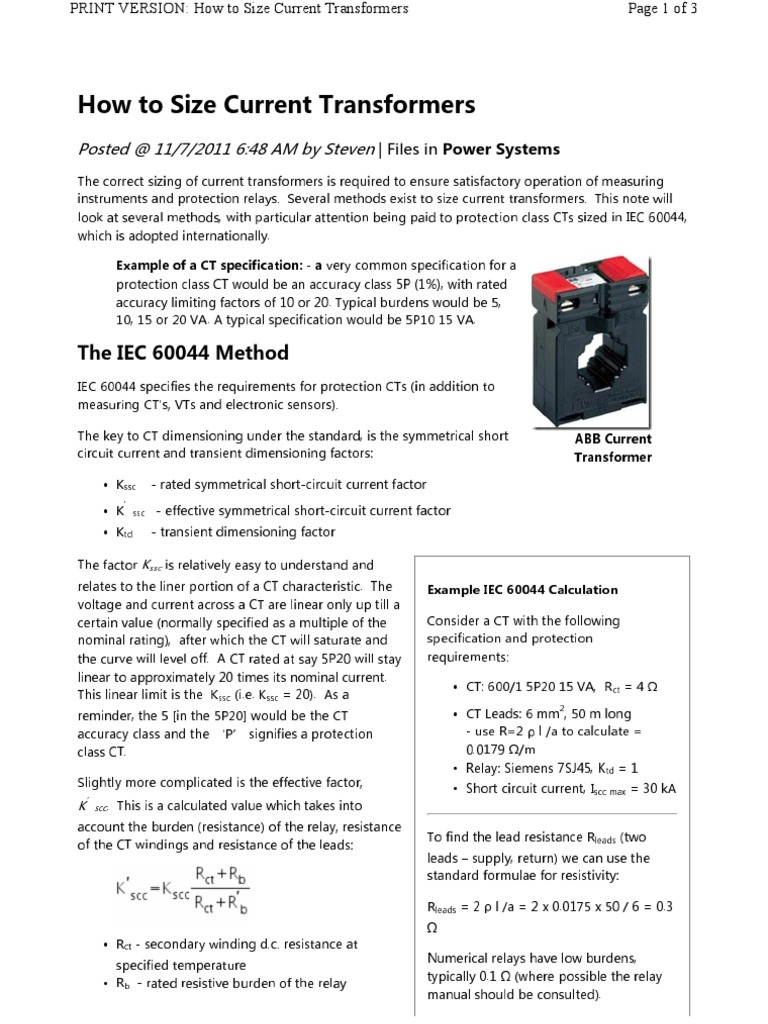 CT Sizing | PDF | Electromagnetism | Electricity