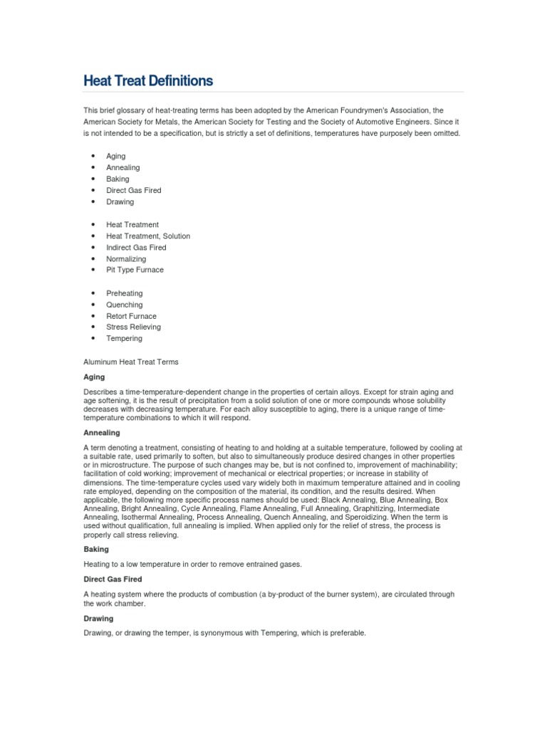 Heat Treat Definitions PDF | PDF | Heat Treating | Annealing (Metallurgy)