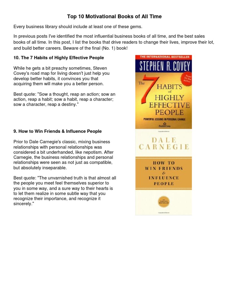 Top 10 Motivational Books to Read | PDF | Motivation | Motivational