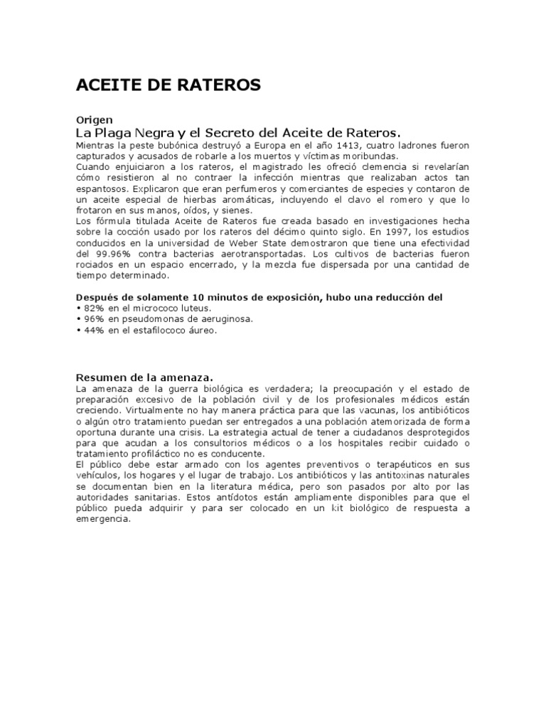 Aceite de Rateros | Descargar gratis PDF | Romero | Petróleo