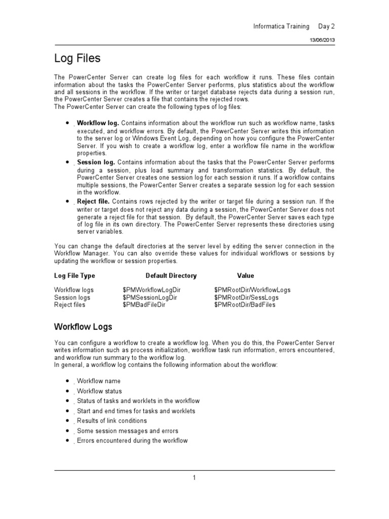 Informatica Logs Explanation | PDF | Computer File | Filename