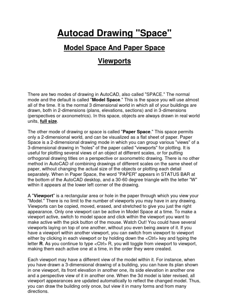 Autocad Drawing Paper Space Model Space | PDF | Computers