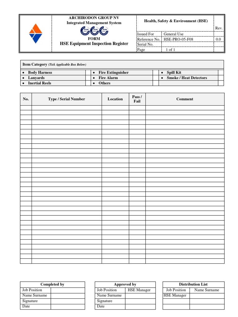 HSE Equipment Inspection Register | PDF | Law
