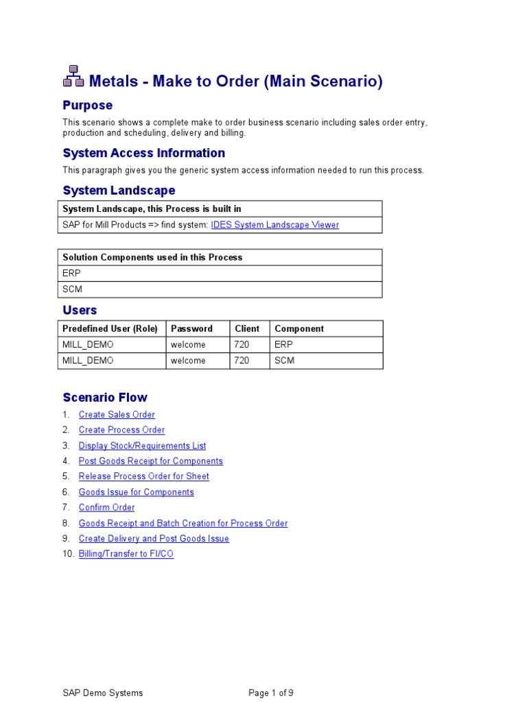 IDES MM Metals Scenario MTO | PDF | Logistics | Business