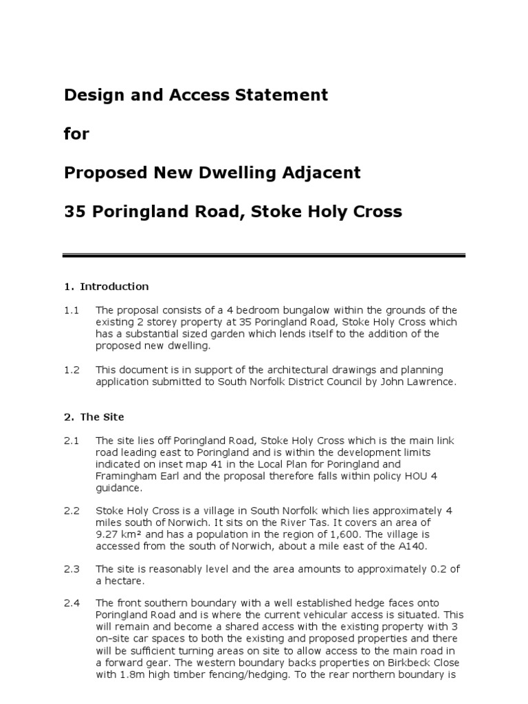 Design Access Statement March 2013 | PDF | Transport | Water
