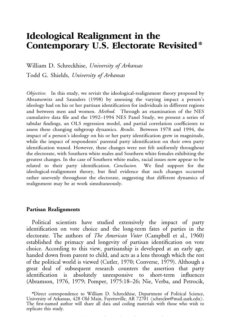 Ideological Realignment in The Contemporary U.S. Electorate Revisited ...