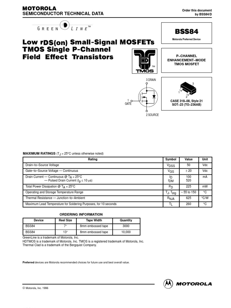Bss 84 | PDF | Field Effect Transistor | Mosfet