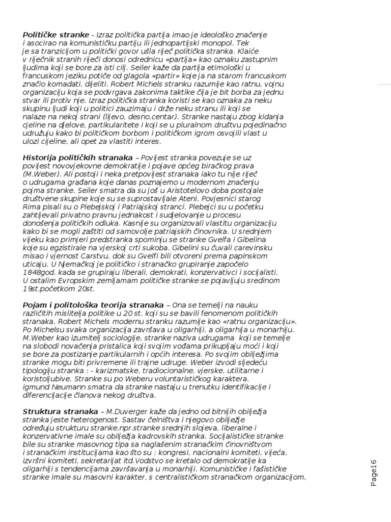 Politicke Stranke Skripta | PDF