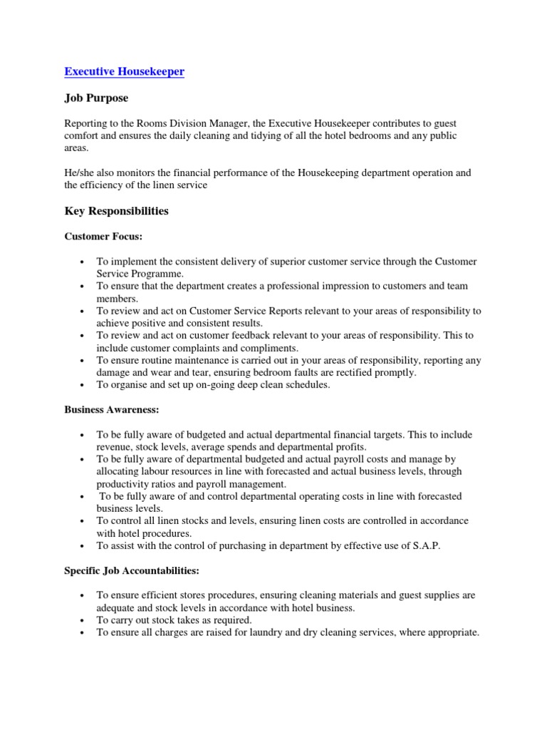 Hotel Housekeeping Duties Overview | PDF | Fire Safety | Occupational ...