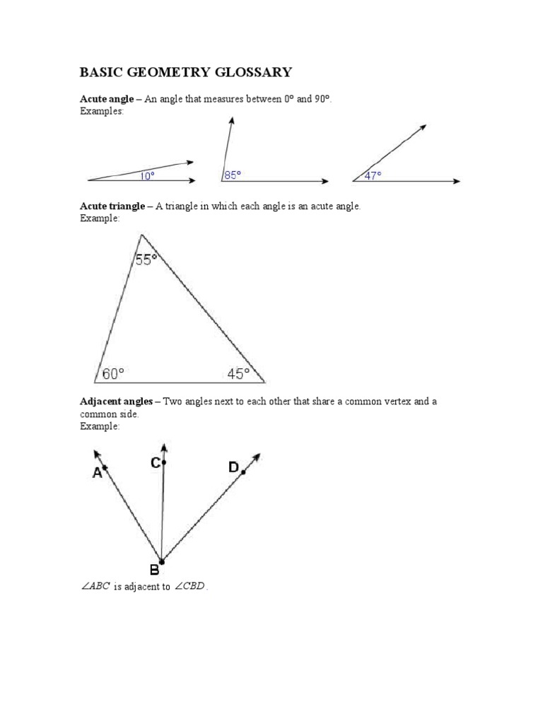 Basic Geometry Glossary | PDF | Rectangle | Triangle