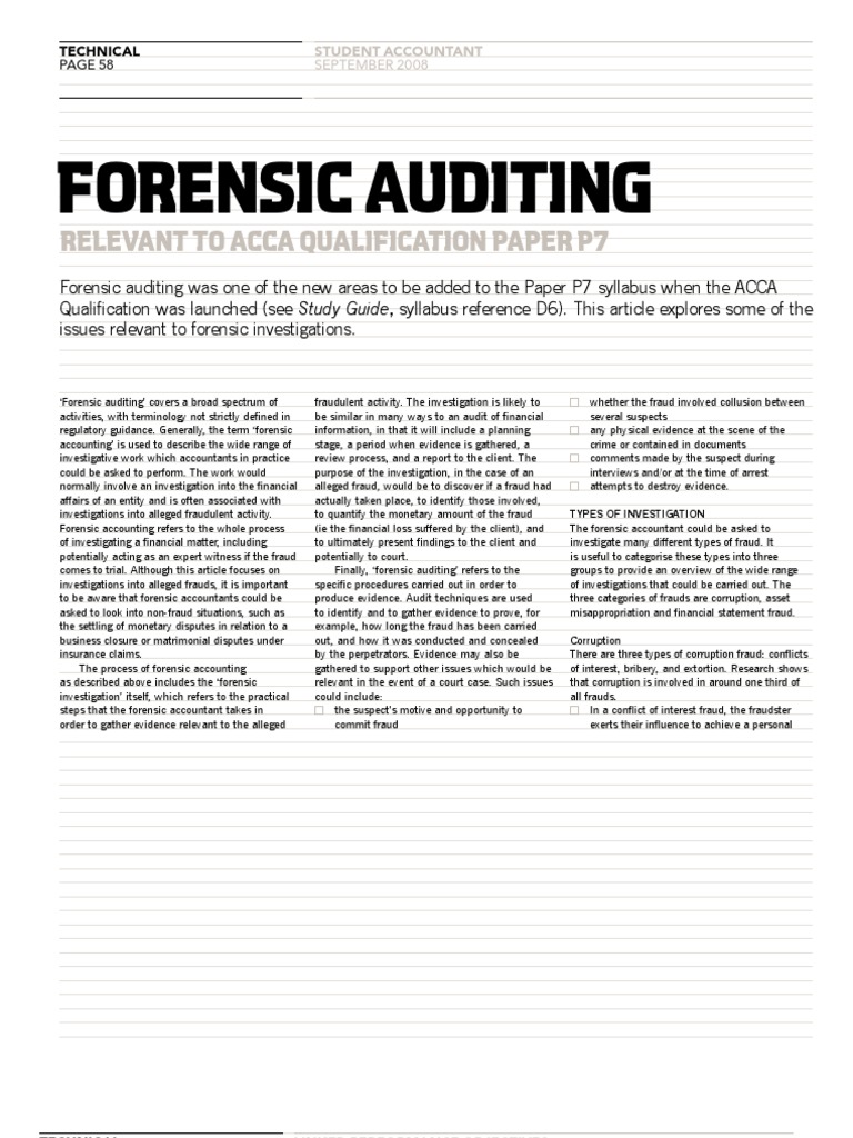 Forensic Auditing | Fraud | Audit