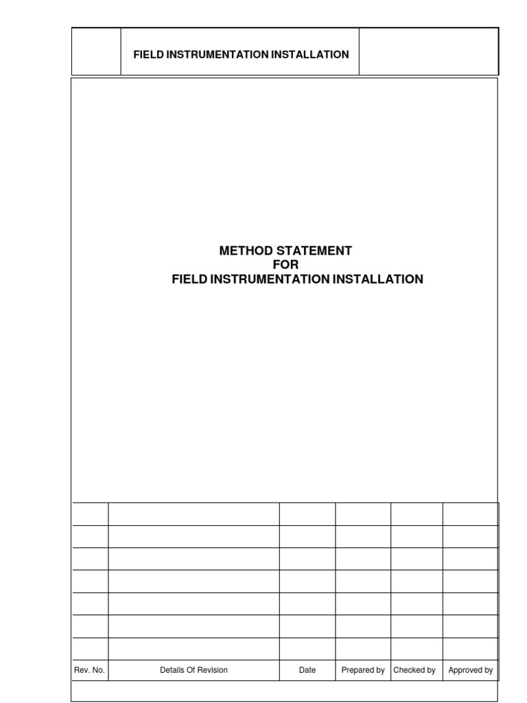 QA&QC - Installation of Field Instrumentation | Download Free PDF ...