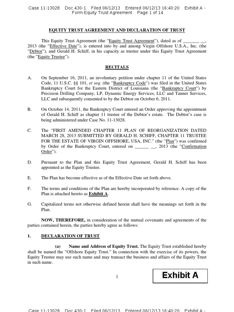 equity trust agreement and declaration of trust 6-12-13.pdf | Trust Law ...