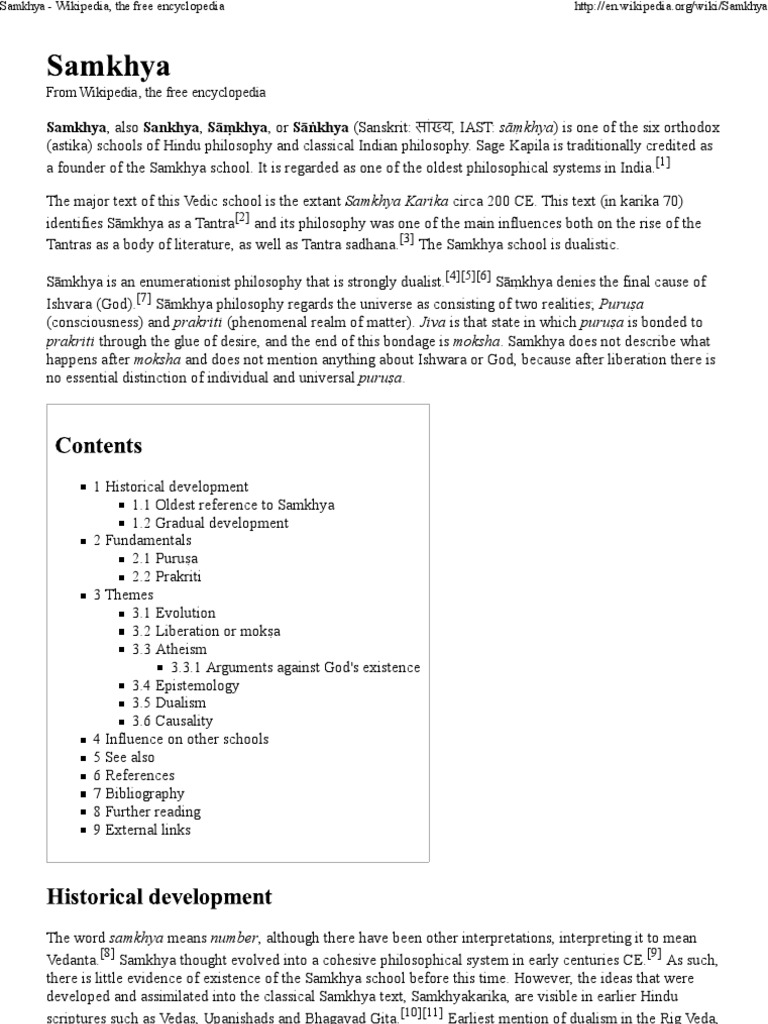 Samkhya - Wikipedia, The Free Encyclopedia | PDF | Upanishads | Hindu ...
