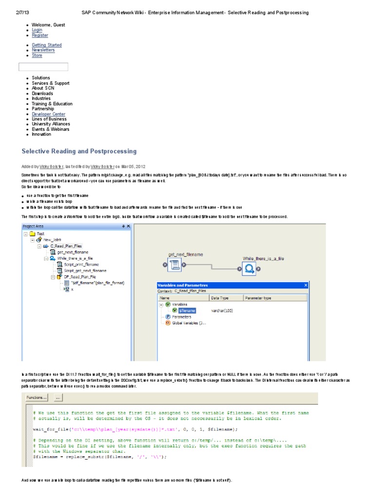 BODS Selective Reading and Postprocessing CSV File Processing | PDF | Filename | Variable ...